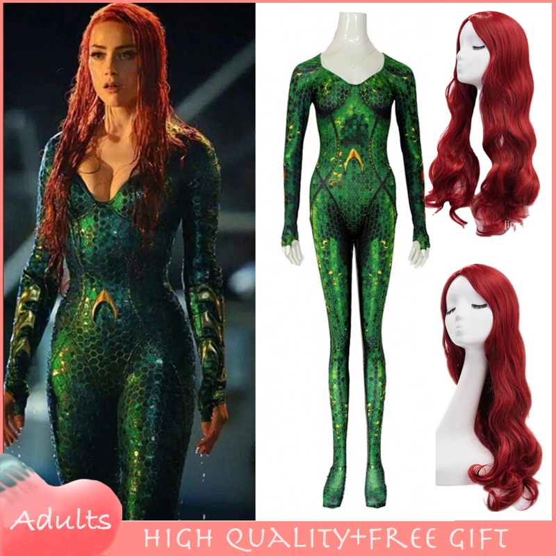 Halloween DC Women Movie Aquaman Mera Queen Cosplay Costume Zentai Suit ...