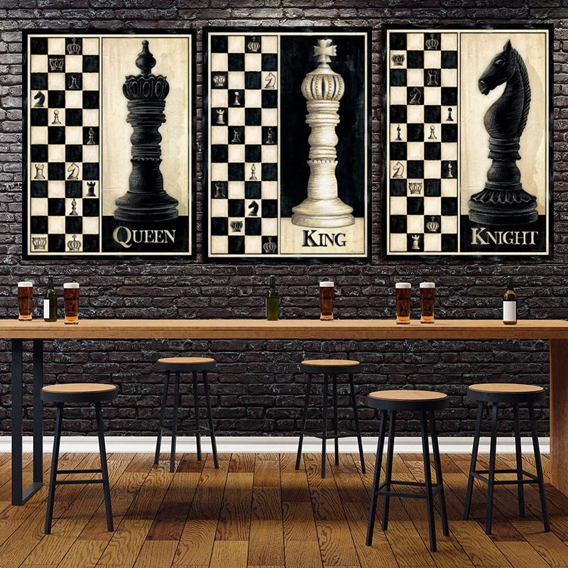 Wall Art Checkmate! Classic Chess Piece Sign Chess Repeat Canvas ...