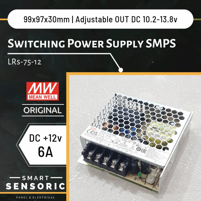 Dc 12V 6A Mean Well Lrs-75-12 Switching Power Supply Smps Original Quality | Shopee Philippines