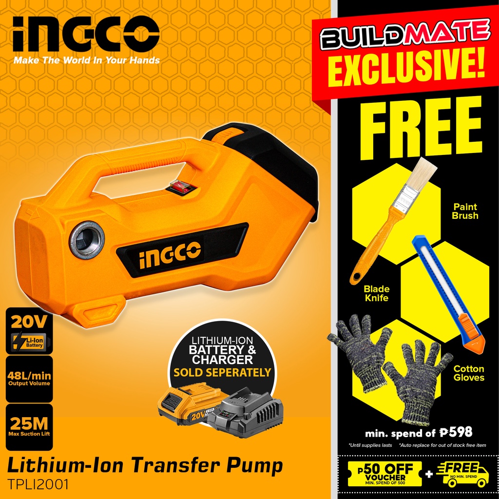 INGCO Cordless Transfer Pump Self Priming Water Transfer Pump 20V Water ...