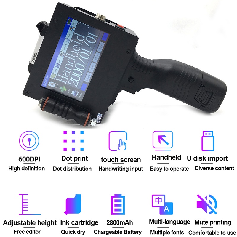 0.5inch Handheld Inkjet Printer Touch Screen Laser Coder Label USB QR ...