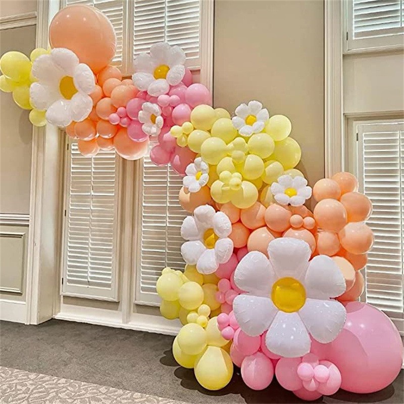 118pcs Daisy Balloon Garland White Daisy Macaron Pink Yellow Orange ...