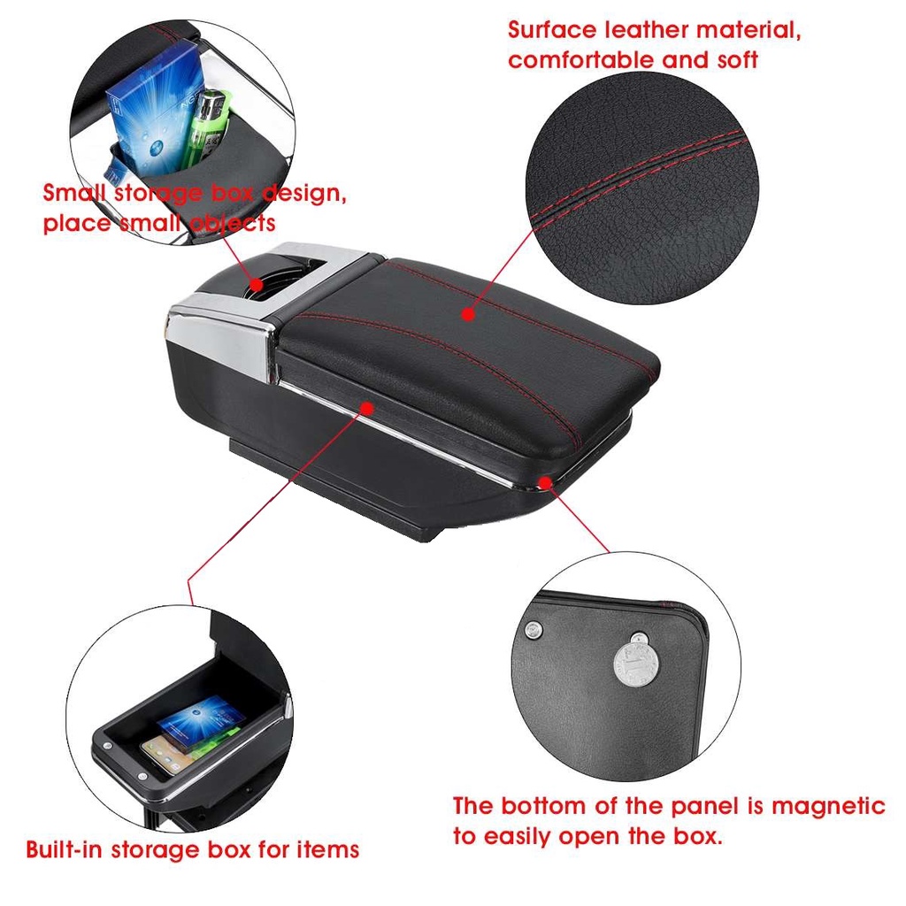 Stylish Luxury Universal Armrest Car Arm Rest Center Console Rotatable ...