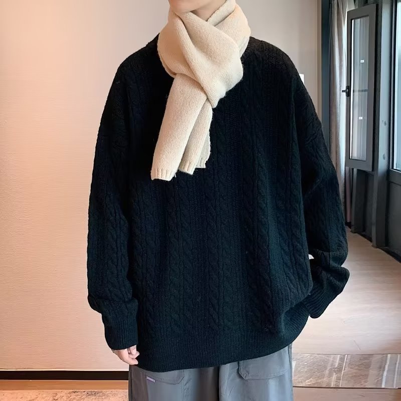 (4 Colors) Twist Sweater Men's Round Neck Loose ins Street Wear Autumn ...