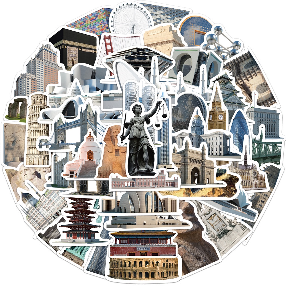 65PCS World Famous Architecture Tourism Graffiti Stickers For Laptop ...