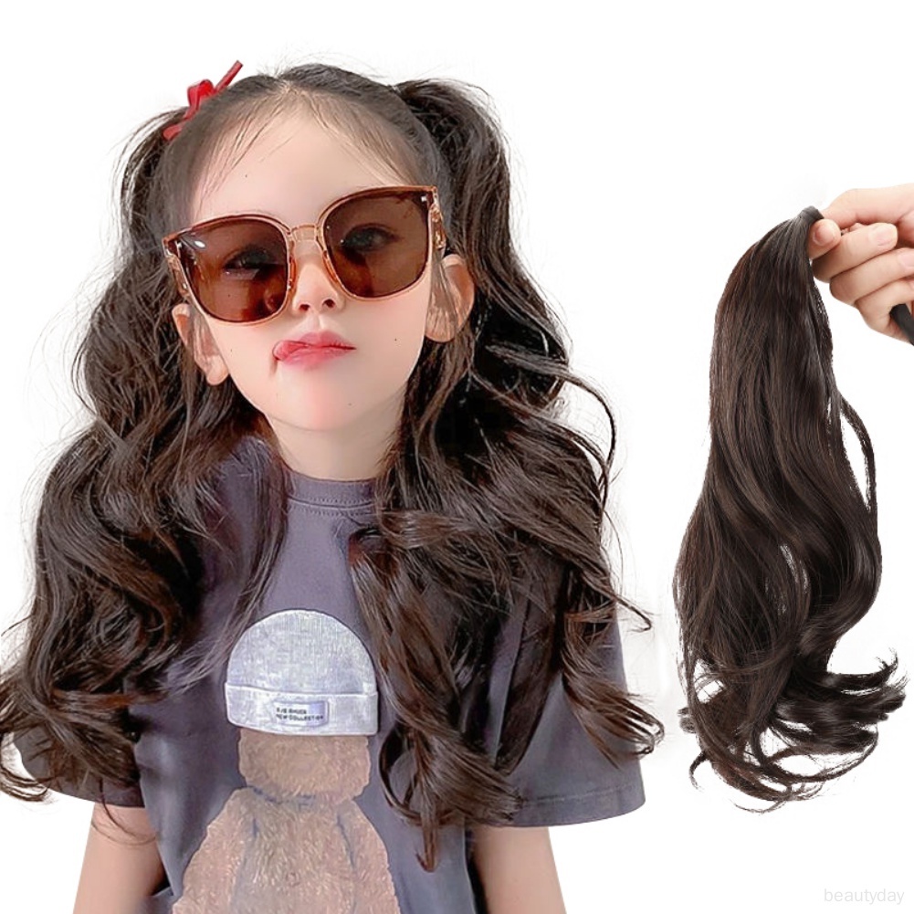Girls' Banded Ponytail Fashionable Versatile Style Medium Long Curly ...