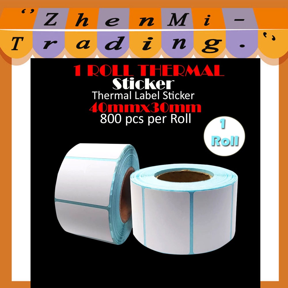 1 Roll 40mmx30mmx800pcs Plain White Direct Thermal Self-Adhesive ...