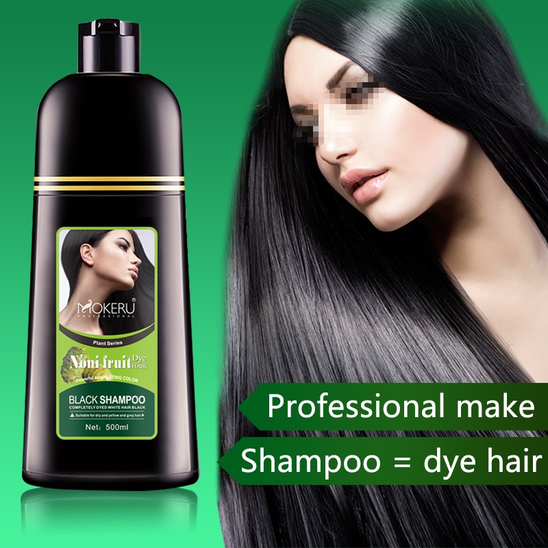 500Ml Mokeru Fast Dye Black Hair Shampoo Effective White Hair Turns To ...