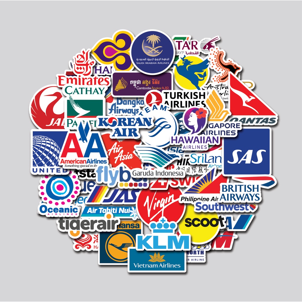 AIRLINES LOGO STICKER PACK | LAPTOP TUMBLER STICKERS | HELMET SUITCASE ...