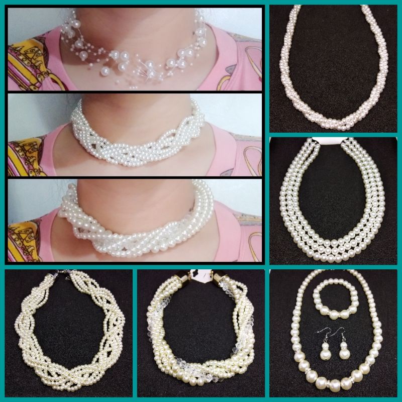 Maurica/Majestic Imitation Pearl Choker Twisted/Braid/Floating/Gatsby ...