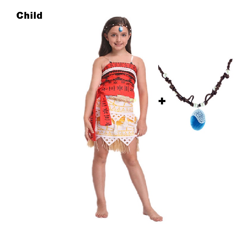 Kids And Adult Women Moana Holiday Costume Film Show Top Skirt Suit ...
