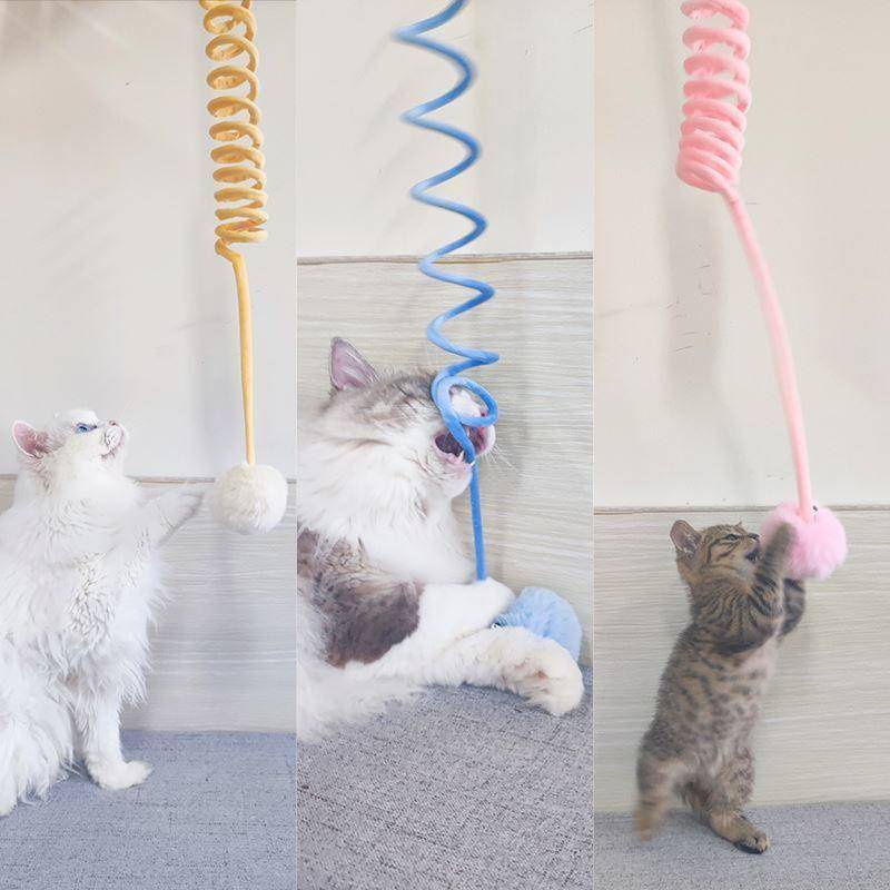 Cat Toy Cat Teaser Hanging Cat Teasing Ball Spring Sticky Door Toy Self ...