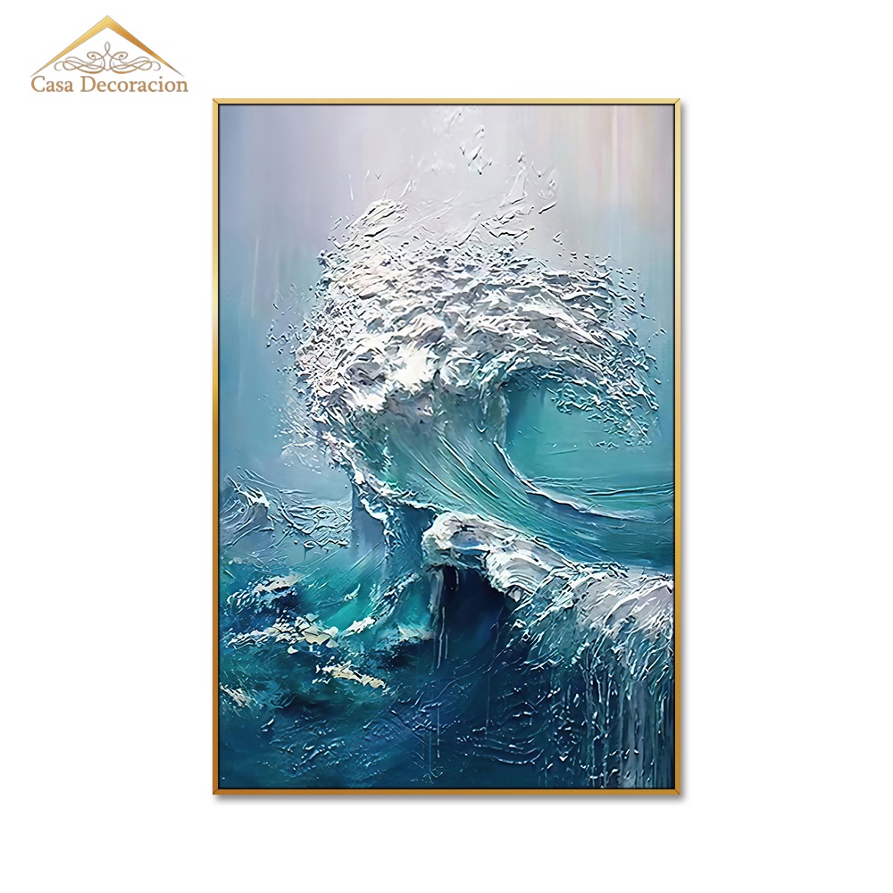 Water Wave Blue Abstract Handmade Painting Wall Art Wall Decoration ...