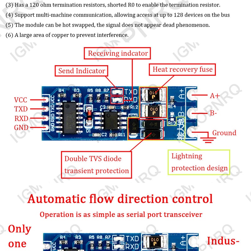TTL turn RS485 module 485 to serial UART level mutual conversion ...