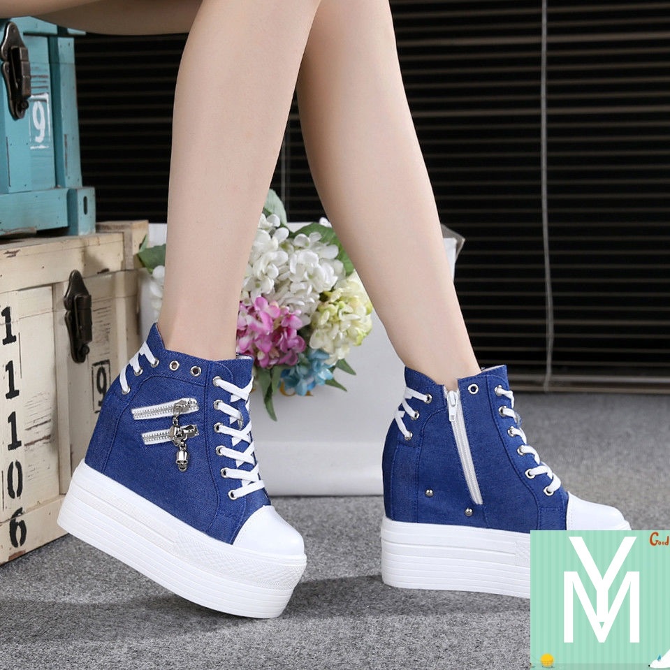 Spring Inner Heightening Women's Shoes 11cm Wedge Heel Casual Sports ...