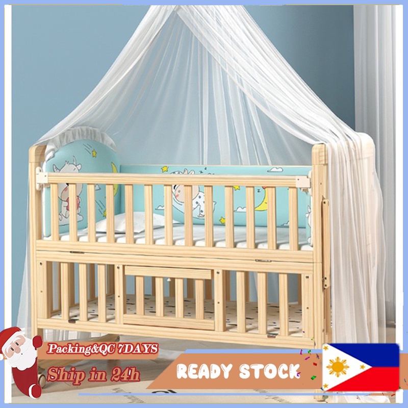 Ready Stock Baby Crib Wooden High Quality Cradle Bed Wood Crib For Baby ...