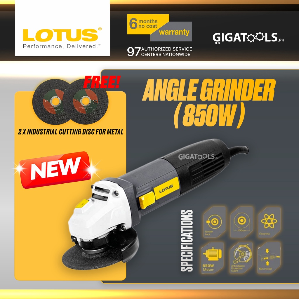 *NEW* Lotus LTSG8500S 4-inch Angle Grinder ( 850W ) with 2pcs Industrial Cutting Disc | Shopee ...