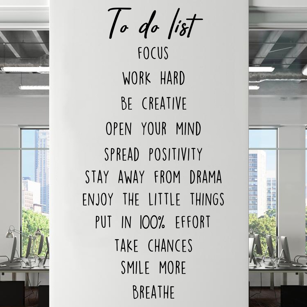 Office To Do List Wall Sticker Kids Room Bedroom Focus Work Hard Enjoy ...