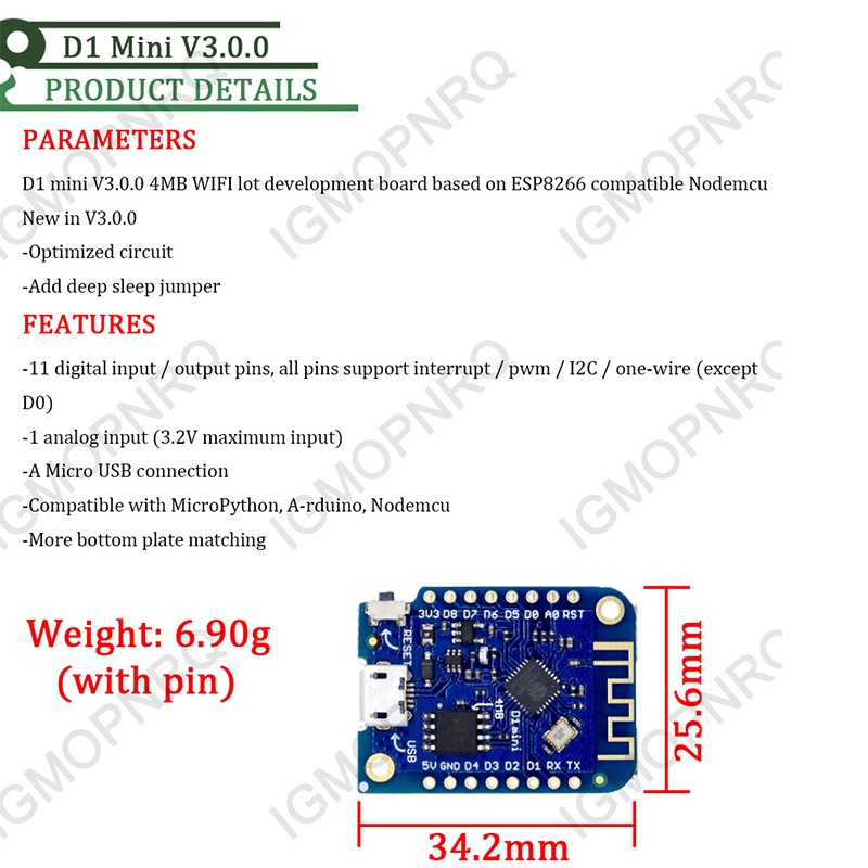 Wemos D1 Mini V3.0.0 WIFI Internet of Things Development Board Based ...