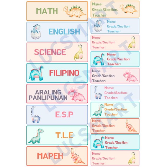 LUCSMART Stickers - Dinasour Theme Notebook Label Stickers with Blank ...