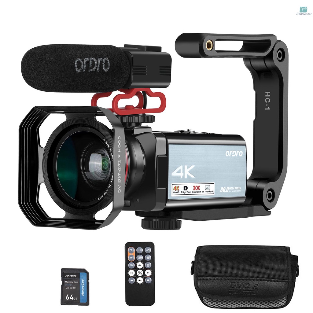 ORDRO HDR-AX10 4K Digital Video Camera WiFi Camcorder DV Recorder 3.5 Inch IPS Touch Panel 30MP ...
