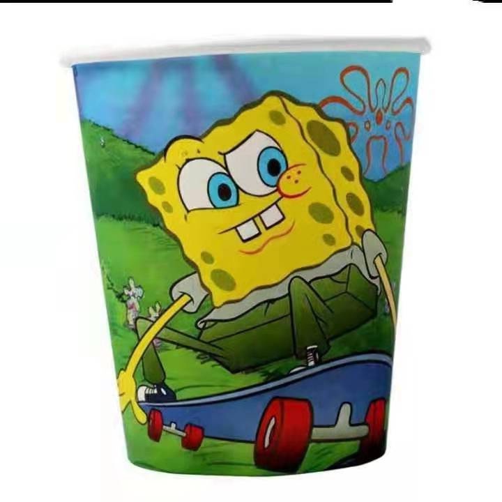 Cup 10 Pcs Cartoon Spongebob theme disposable cartoon cutlery paper cup ...