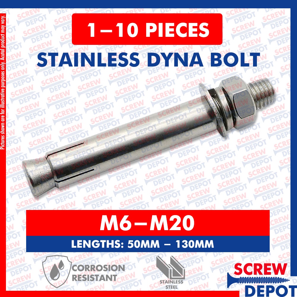 1PCS 1/4" 5/16" 3/8" 1/2" 5/8" Stainless Dyna Bolt / Expansion Bolt ...