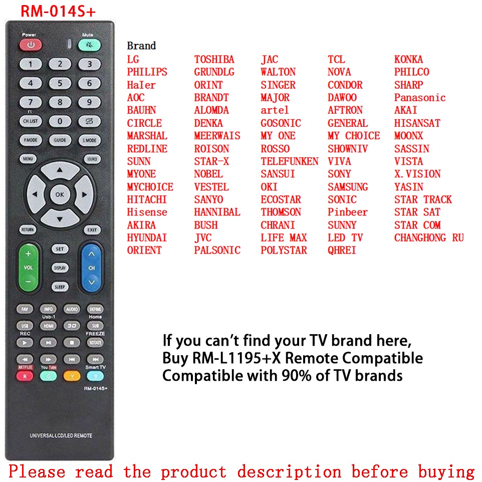 RM-L1195+X Universal Remote control Suitable for LED / LCD TV Smart Television LED Home ...
