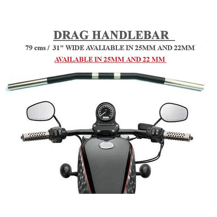 DRAG STYLE STEEL HANDLEBARS DRAG BAR 25 MM & 22MM DIMPLED FOR XL ...
