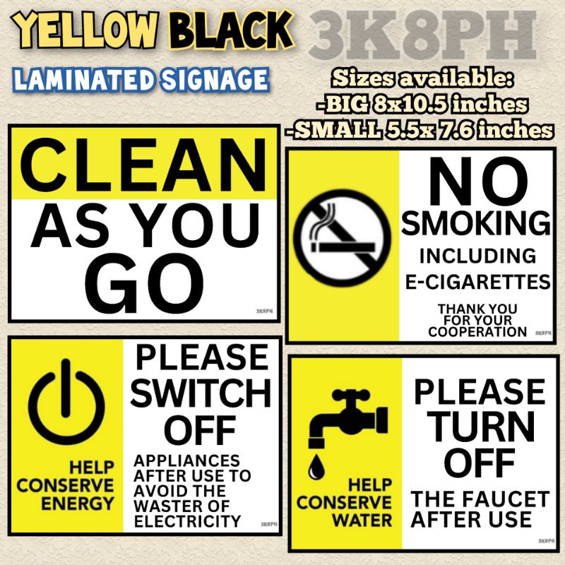YELLOW BLACK QUALITY LAMINATED SIGNAGE | Shopee Philippines
