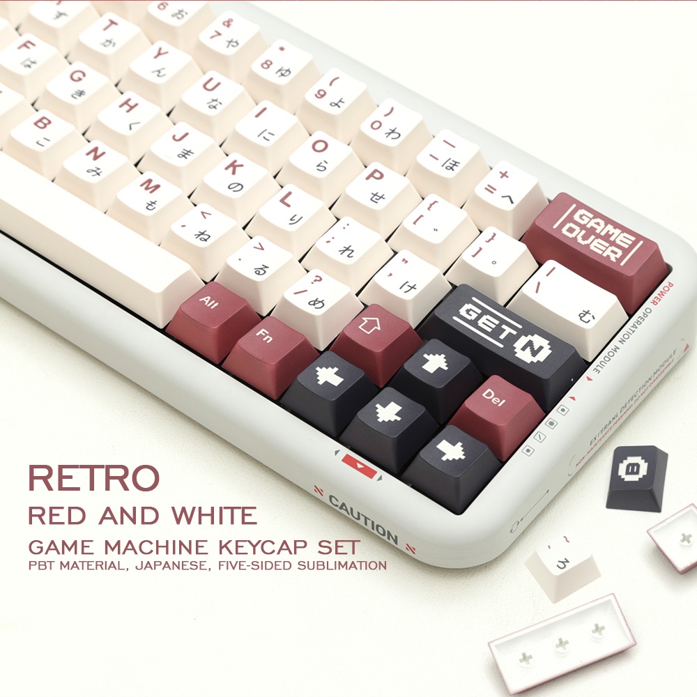 GMK Red and White Game Machine Keycap Set 140Keys Cherry Profile PBT ...