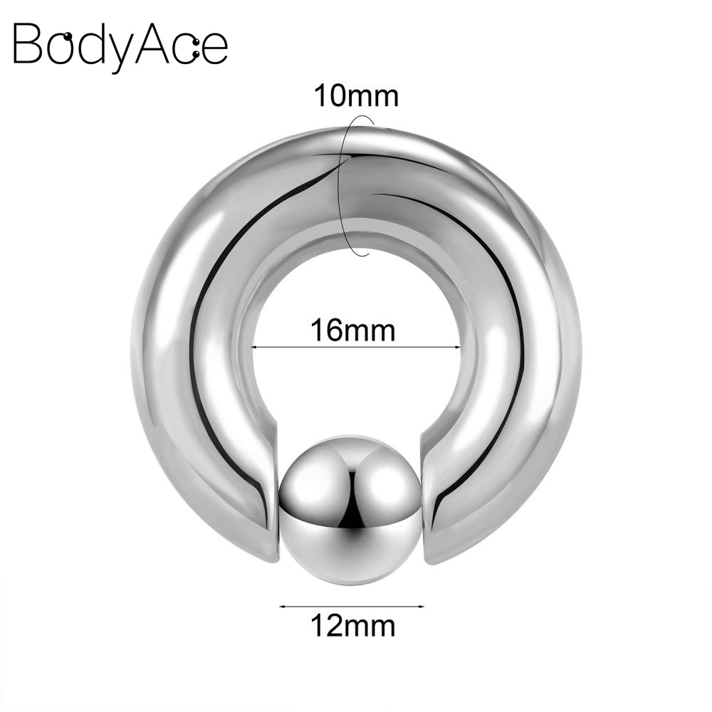 Bodyace 1 PC Big Gauge Stainelss Steel Horseshoe Nose Ring Septum ...