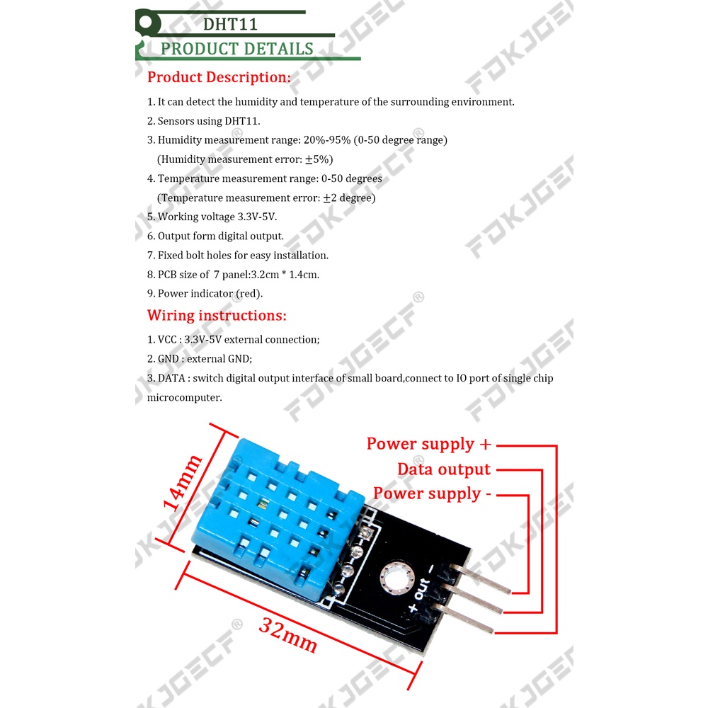 DHT11 Temperature And Relative Humidity Sensor Module For Arduino ...