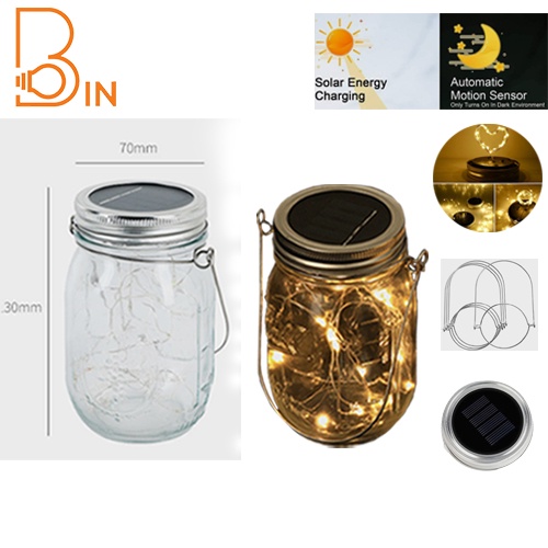 BIN Light LED Solar Fairy Mason Jar Lights Light Outdoor Waterproof ...