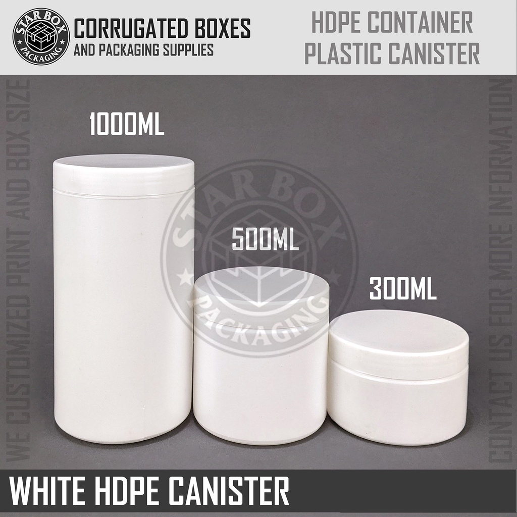 Starbox HDPE Plastic Container Canister Black White Pink and ...
