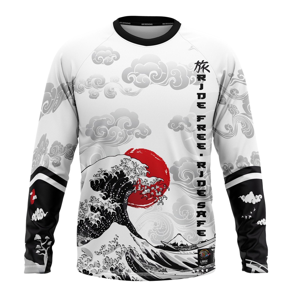Motor Cycle Jersey Long Sleeve for Men Plus Size NO DREAD BY 88 DESIGNS TIGER ART JAPANESE FULL ...