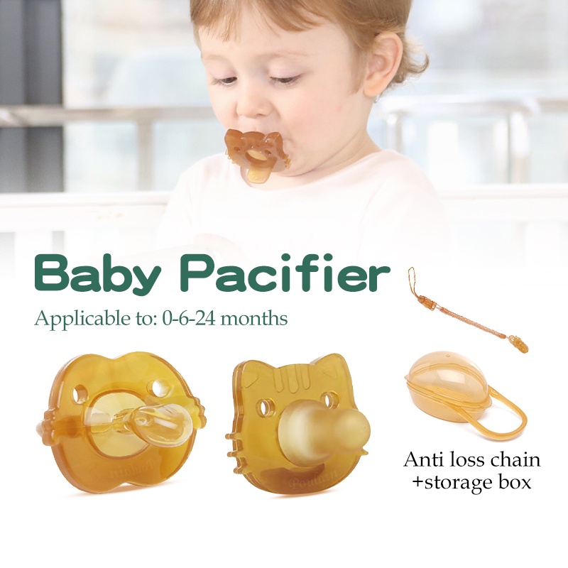Baby Pacifier Set Anti-drop Chain Nipple Box Silicone Teether Infant ...