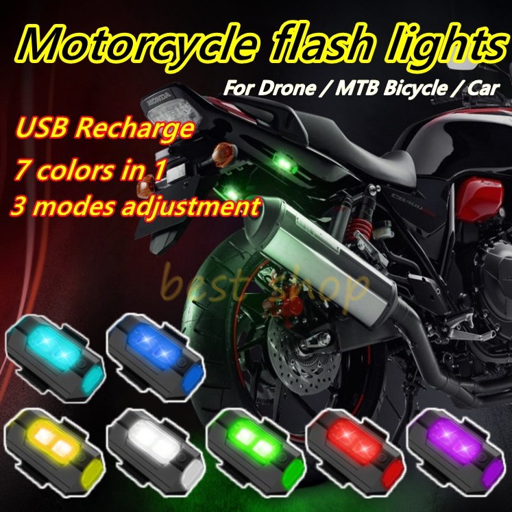 7 color Motorcycle Led Lights USB Color Flashing Lights Motorcycle Bikes Modified Drones ...