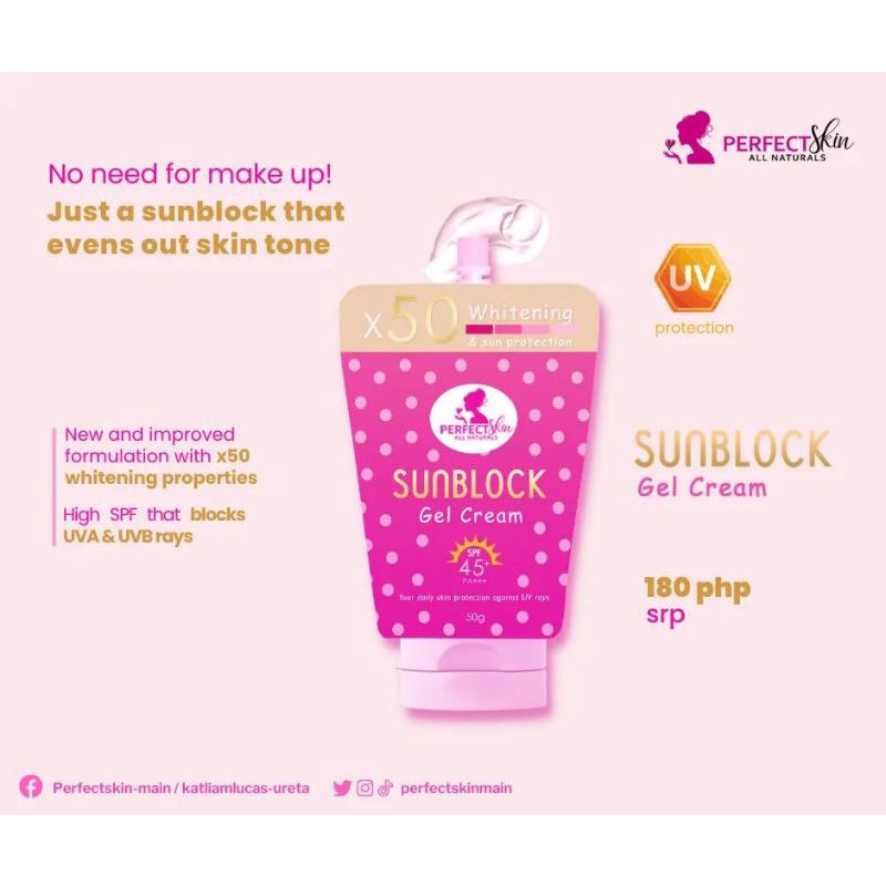 Perfect Skin Sunblock Gel Cream 50g | Shopee Philippines