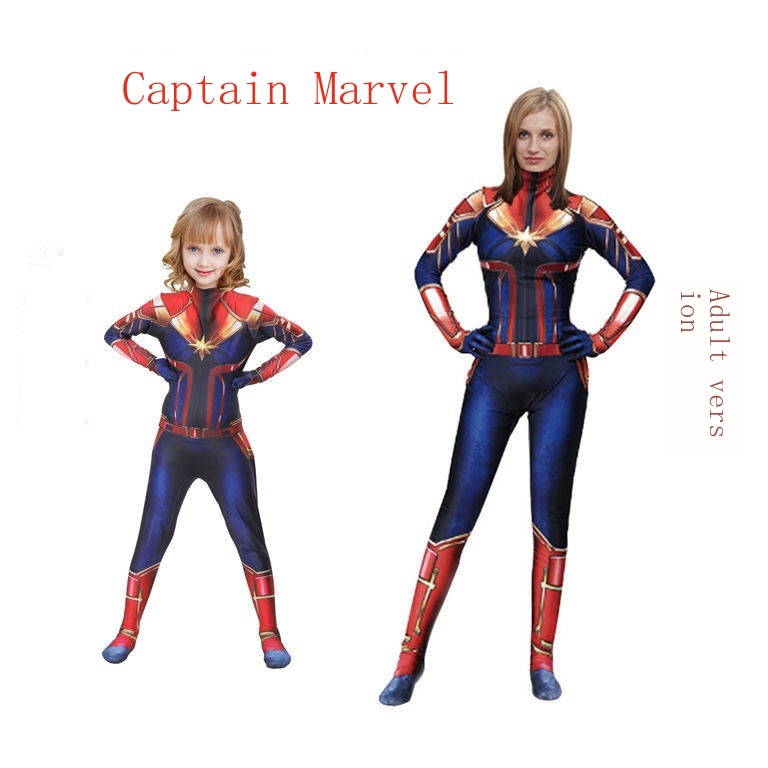 Marvel series character dress up costumes Captain Marvel kids and adult ...