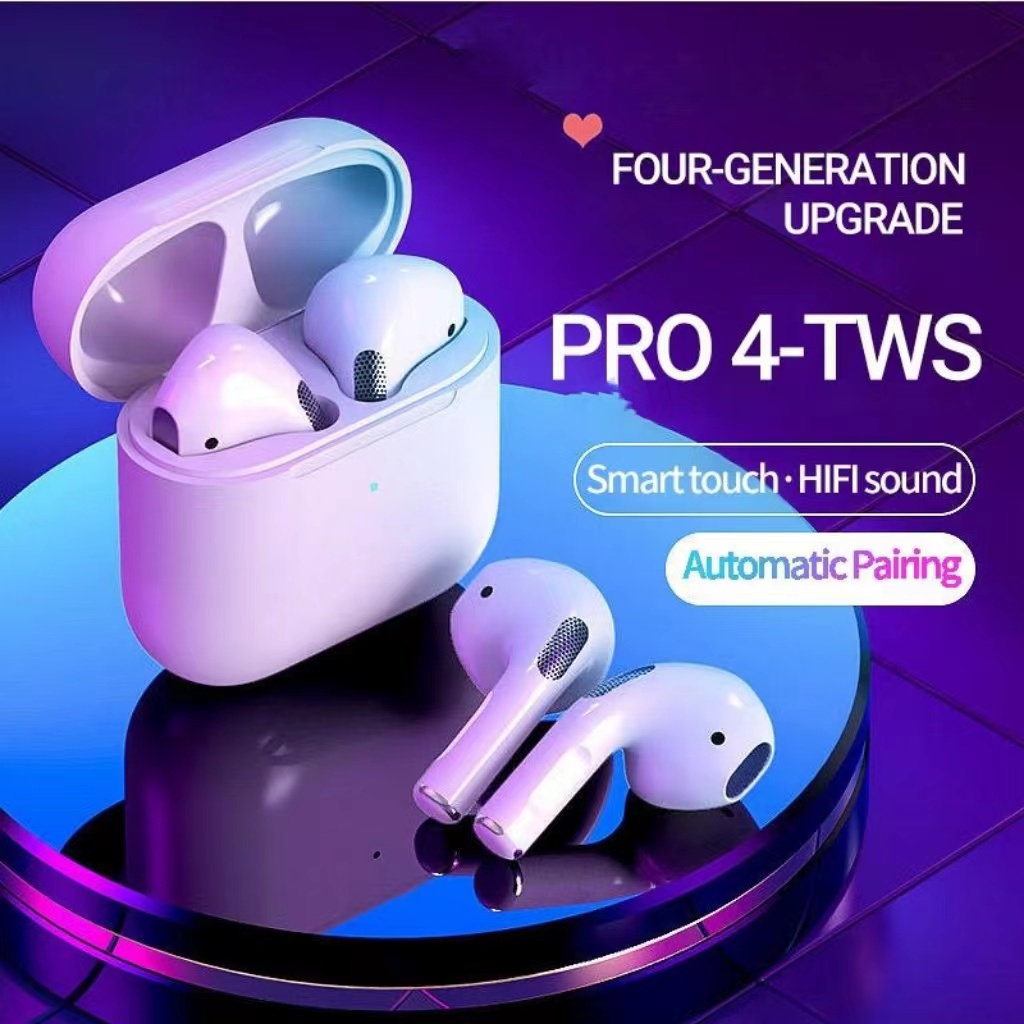 Pro 4 TWS Wireless Bluetooth Earphones HiFi Stereo Waterproof Headset ...