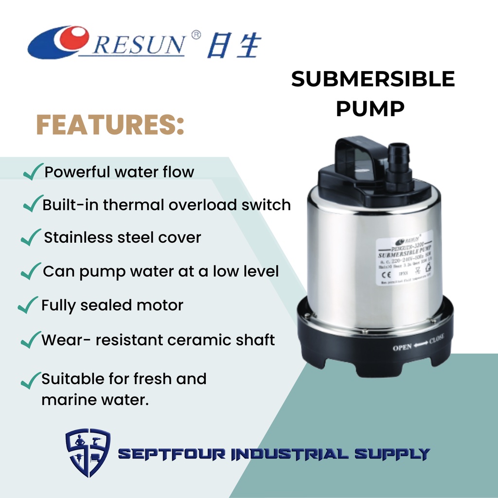Resun PENGUIN-3200 80W stainless steel submersible pump P-3200 for ...