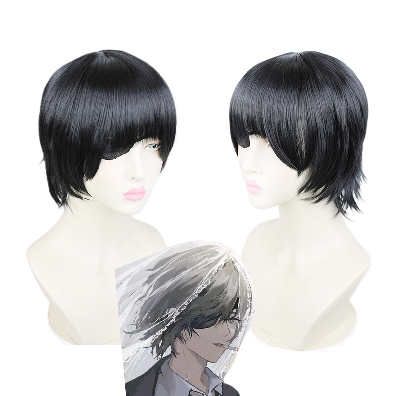Chainsaw Man cos Wig Ji Ye Senior Anime cosplay Black Reverse Face ...
