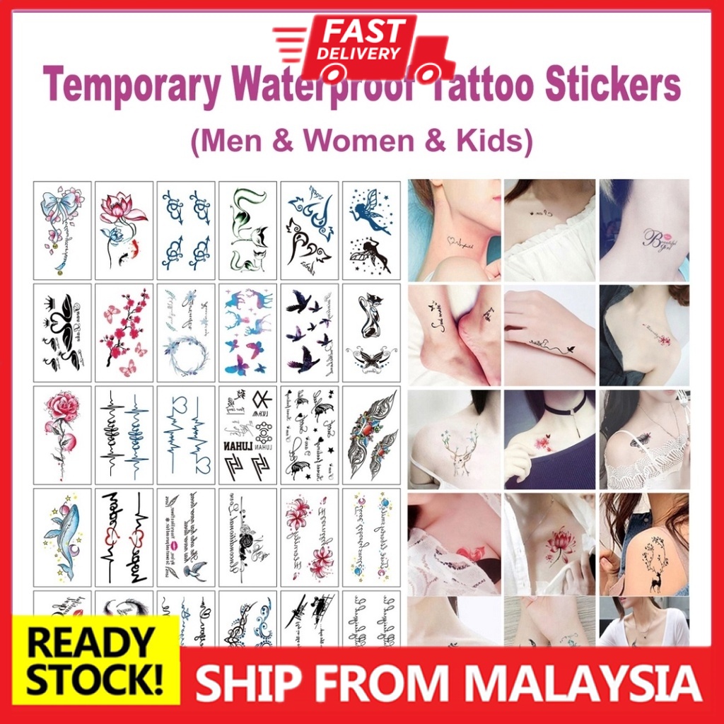 30 Sheets Sets - Colorful Temporary Waterproof Tattoo Stickers Long ...
