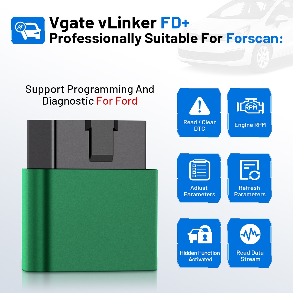Vgate vLinker FD + ELM327 Bluetooth 4.0 FORScan for Ford wifi OBD2 Car ...