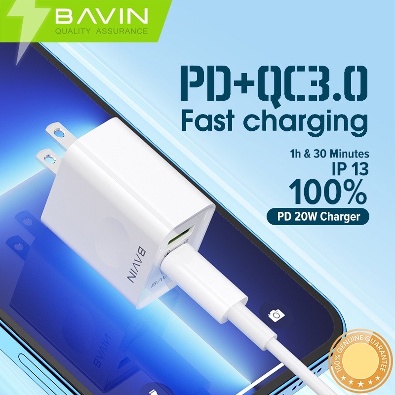 BAVIN 【PC836】 20W PD Fast + Qualcomm3.0 Fast Charging Charger Adaptor ...