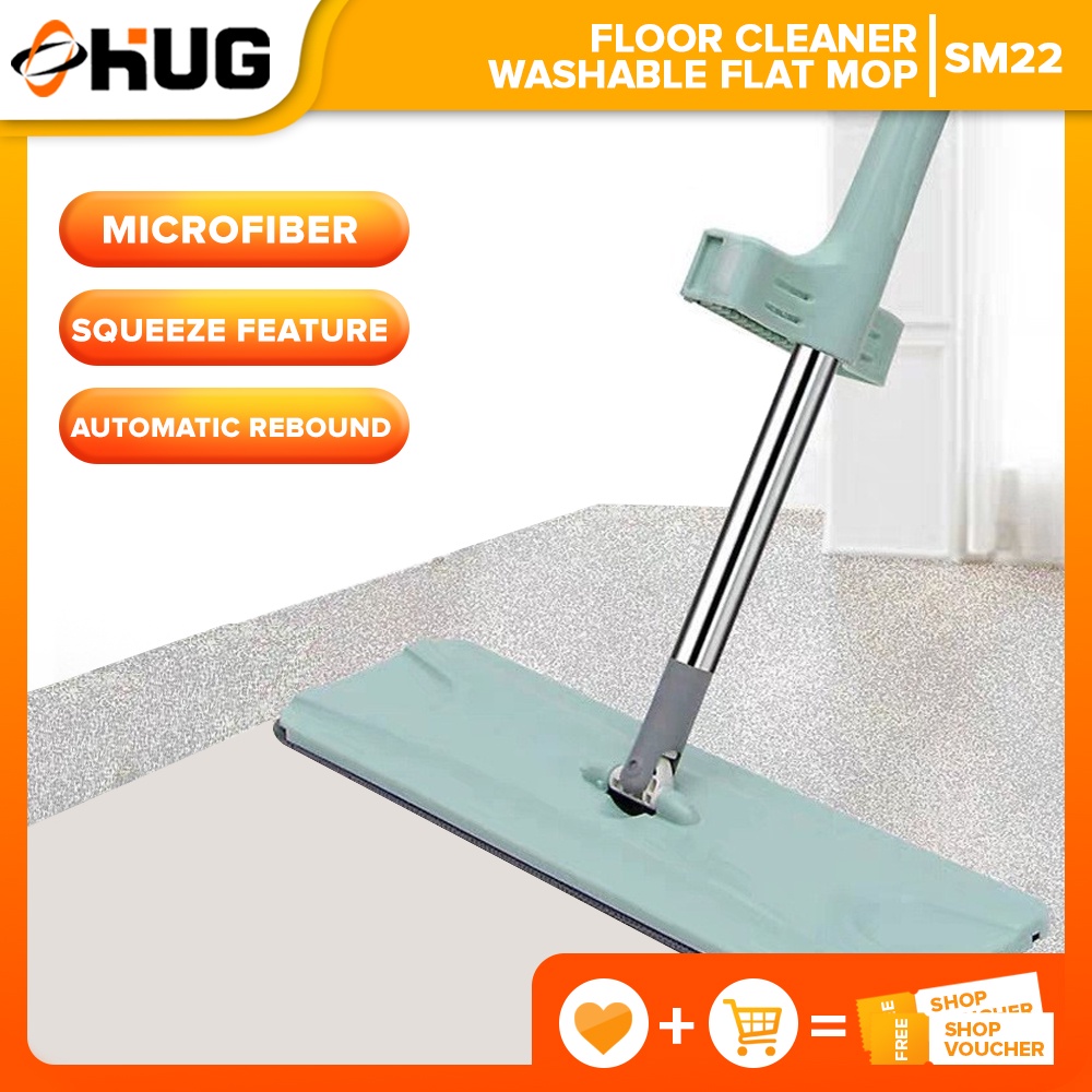 Floor cleaner flat mop with washable microfiber pad Head Flat Floor ...