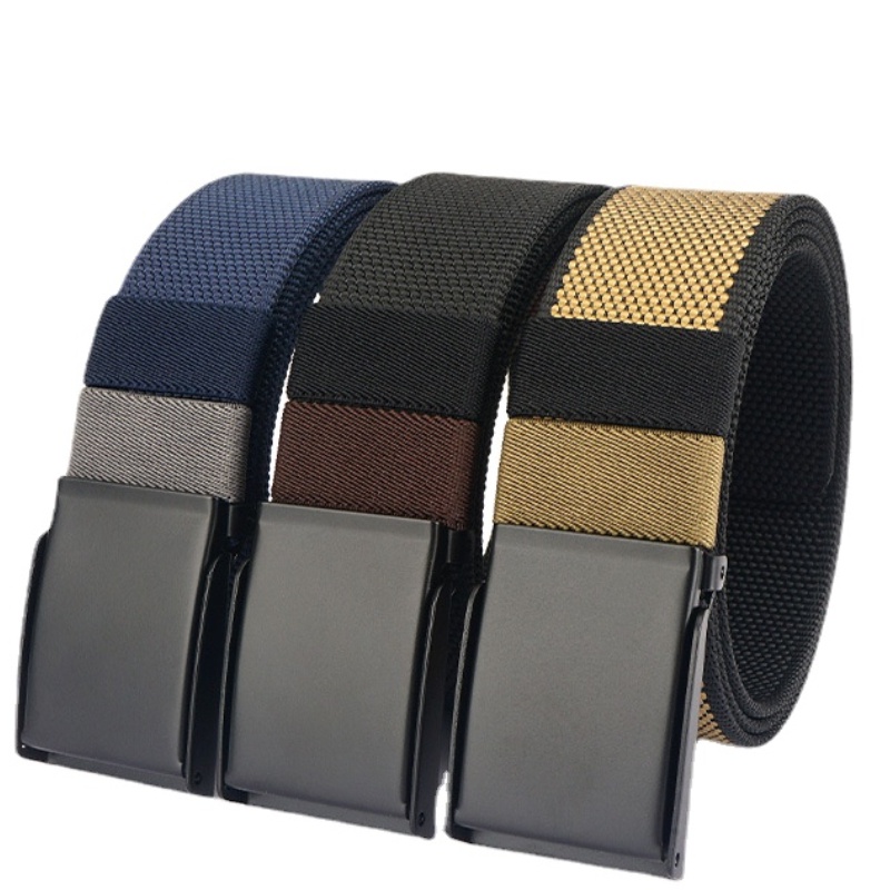New metal buckle double face nylon belt men and women's casual simple ...