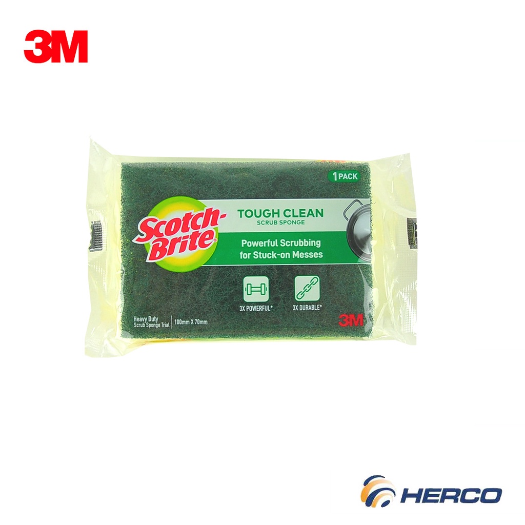 3M Scotch Brite Tough Clean Scrub Sponge Trial Loose 100mx70mm (Green ...