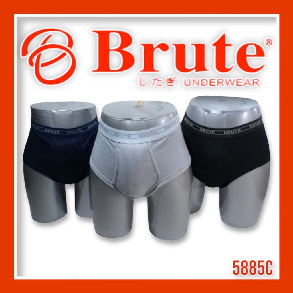 Brute 3pcs Men's Hi-Waist 100% Cotton Colored briefs in zipper pouch ...